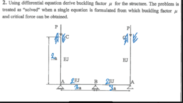 Solved 2. Using differential equation derive buckling factor | Chegg.com Solved 2. Using differential equation derive buckling factor | Chegg.com
