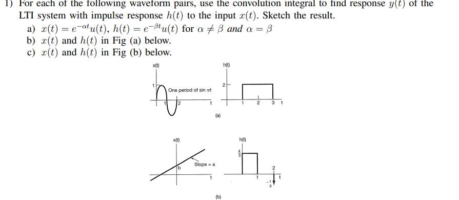 Solved For each of the following waveform pairs, use the | Chegg.com