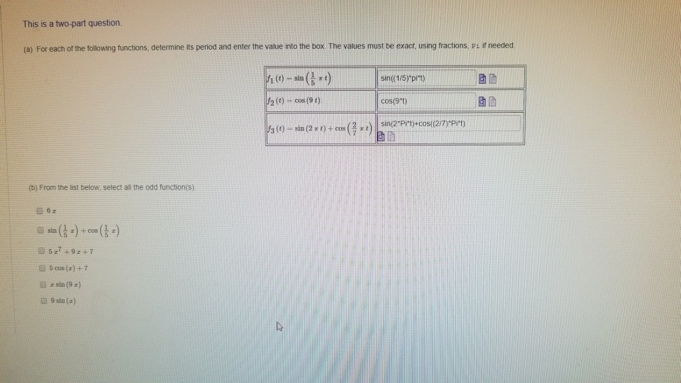 Solved This is a two-part question. (a) For each of the | Chegg.com