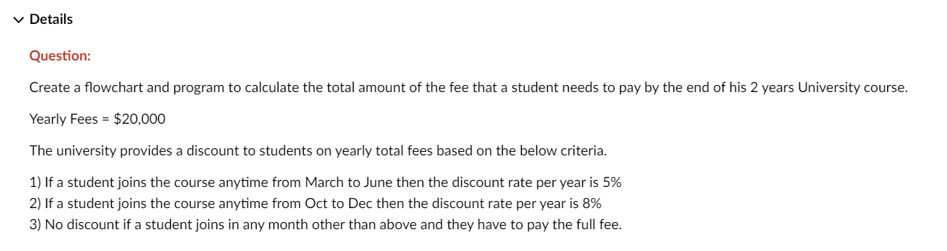 Solved Question: Create a flowchart and program to calculate | Chegg.com