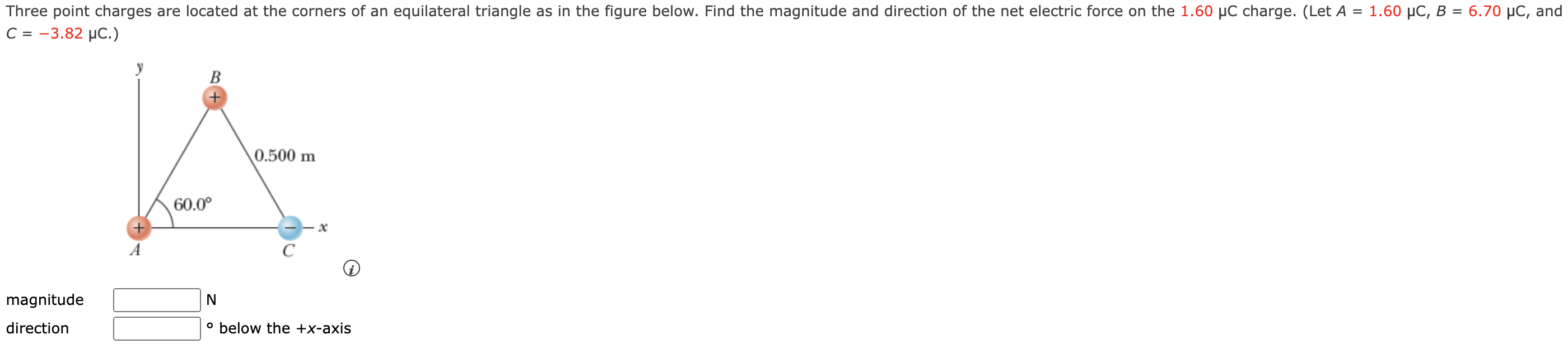 Solved Three point charges are located at the corners of an | Chegg.com