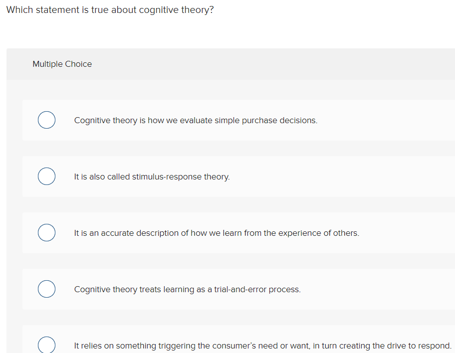 Solved Which statement is true about cognitive | Chegg.com