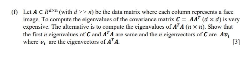 Solved (1) Let A e Rdxn (with d >> n) be the data matrix | Chegg.com