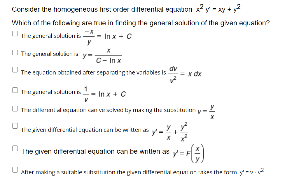 Solved Consider the homogeneous first order differential | Chegg.com