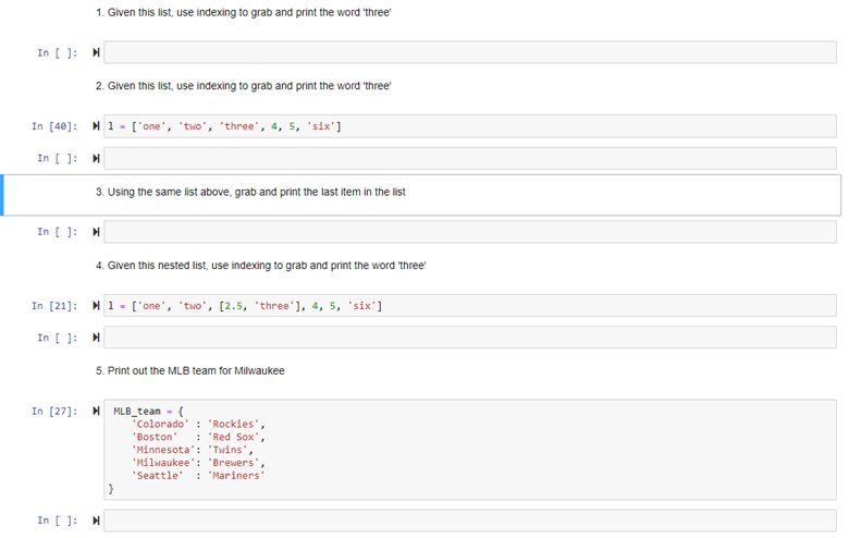 Solved 1 Given This List Use Indexing To Grab And Print