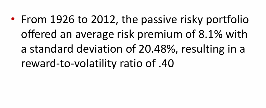 Solved - ﻿From 1926 ﻿to 2012, ﻿the passive risky portfolio | Chegg.com
