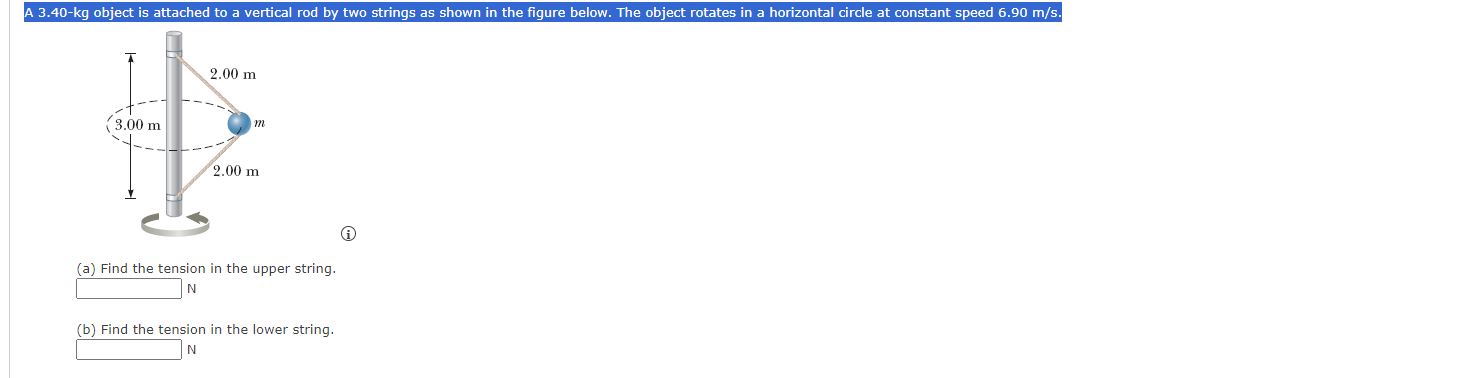 Solved A 3.40-kg ﻿object is attached to a vertical rod by | Chegg.com