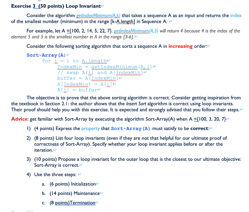 Solved Exercise 3 50 Points Loop Invariant Consider The 