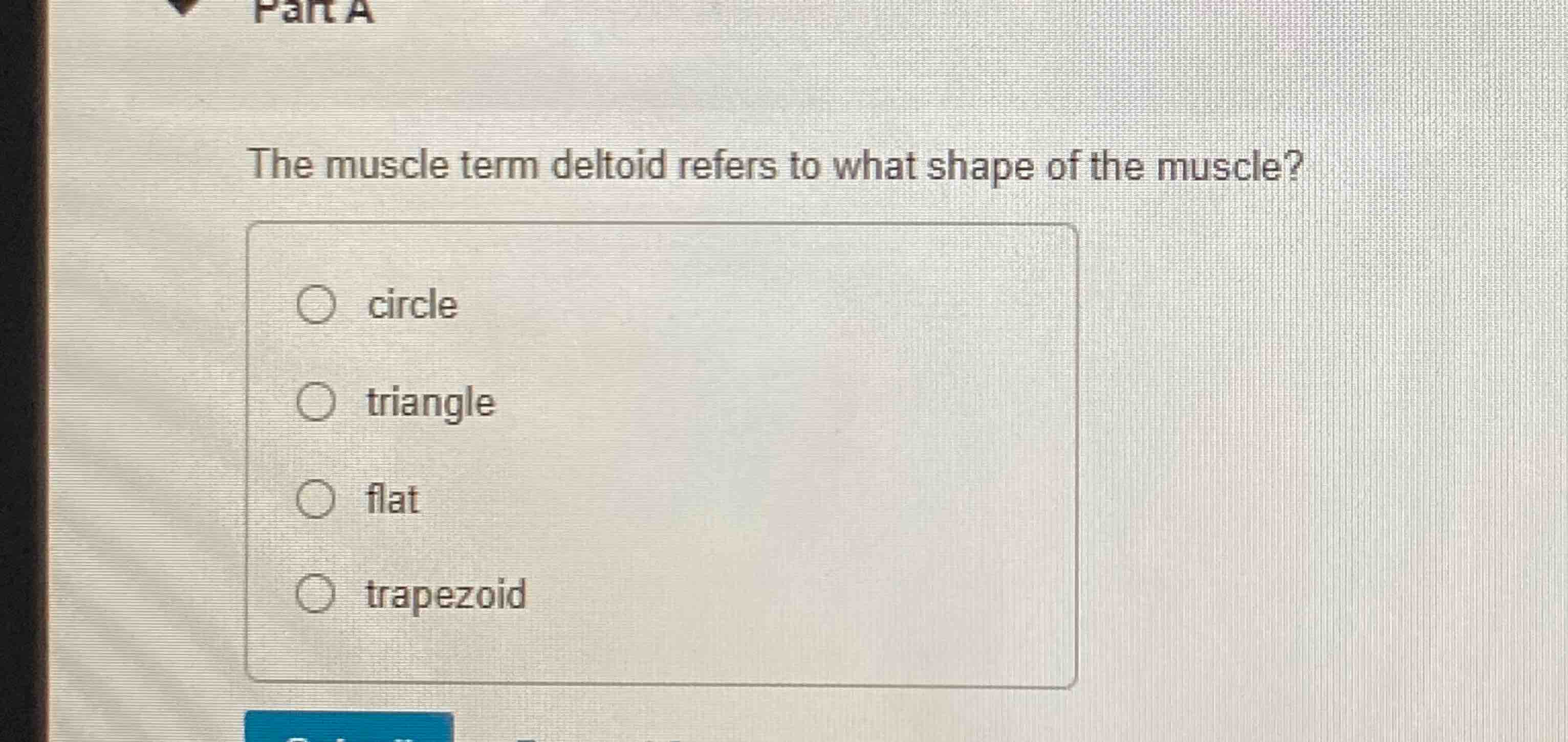 Solved The muscle term deltoid refers to what shape of the | Chegg.com