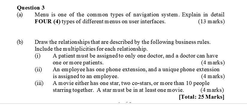 Solved Question 3 (a) Menu is one of the common types of | Chegg.com