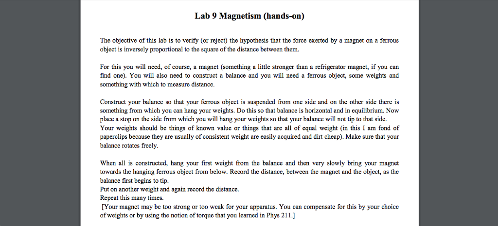Solved Lab 9 Magnetism (hands-on) The objective of this lab | Chegg.com