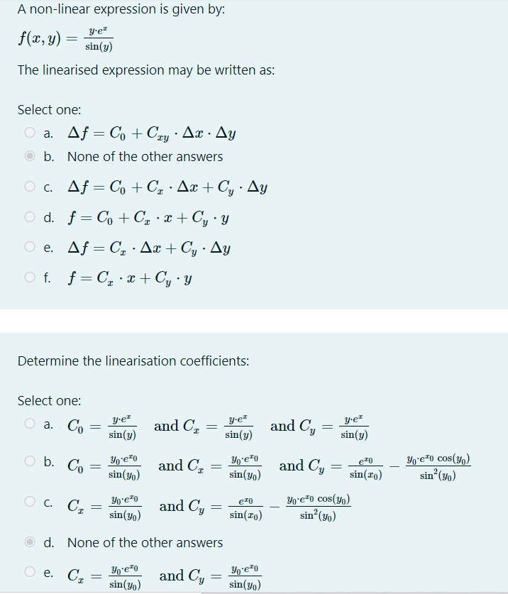 Solved A non-linear expression is given by: y.e f(x,y) | Chegg.com