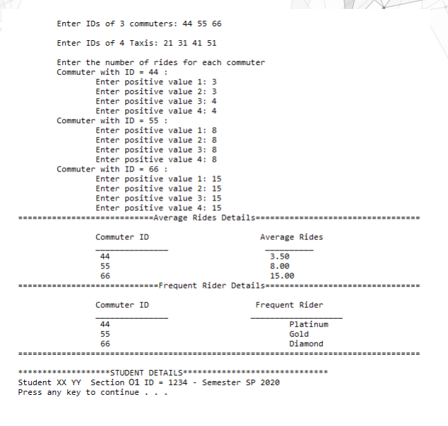 Solved Problem Write A C Program To Keep Track Of Ride 
