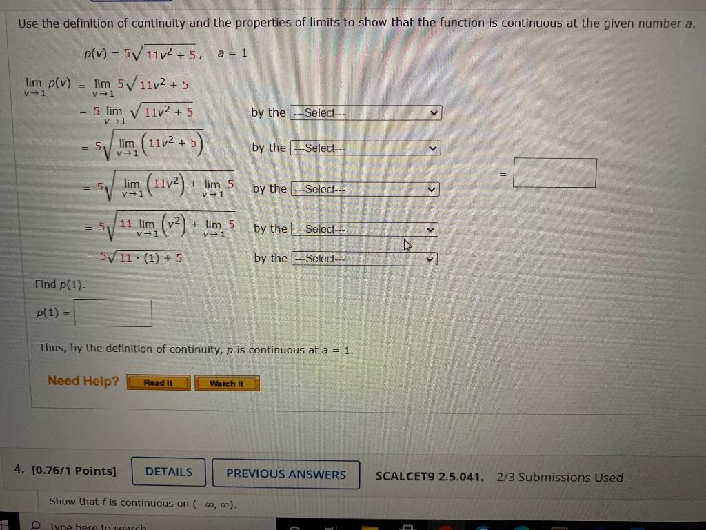 Solved Use the definition of continuity and the properties | Chegg.com