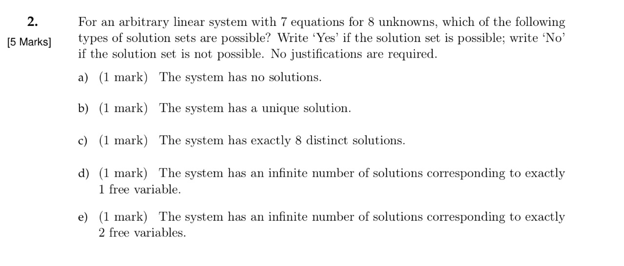 Solved 2. [5 Marks] For an arbitrary linear system with 7 | Chegg.com