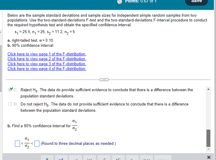 Solved Below are the sample standard deviations and sample | Chegg.com