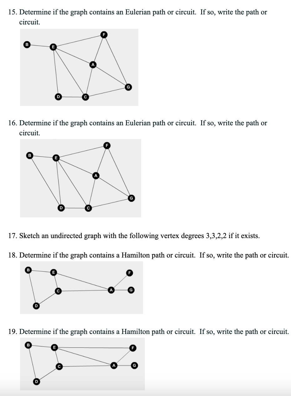 Solved 15 Determine If The Graph Contains An Eulerian Path 