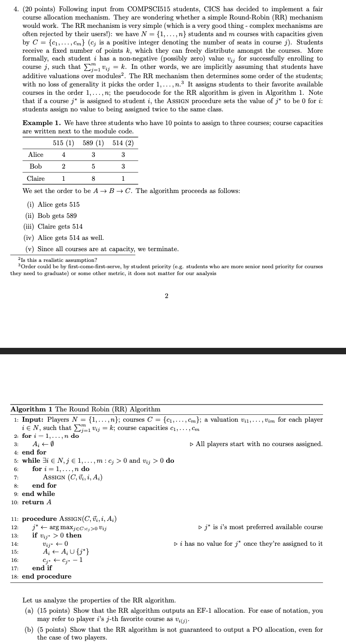 Solved course allocation mechanism. They are wondering | Chegg.com