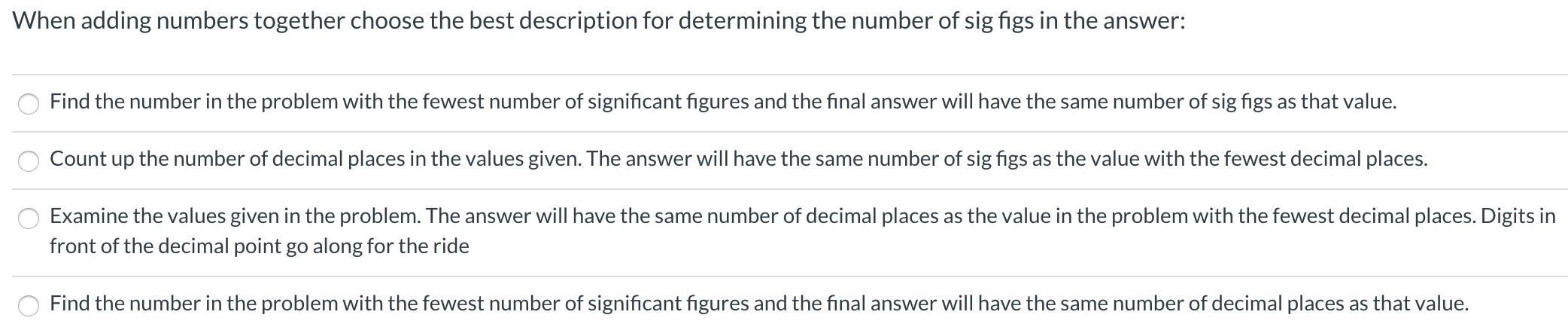 Solved When adding numbers together choose the best | Chegg.com