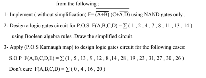 Solved from the following: 1- Implement ( without | Chegg.com