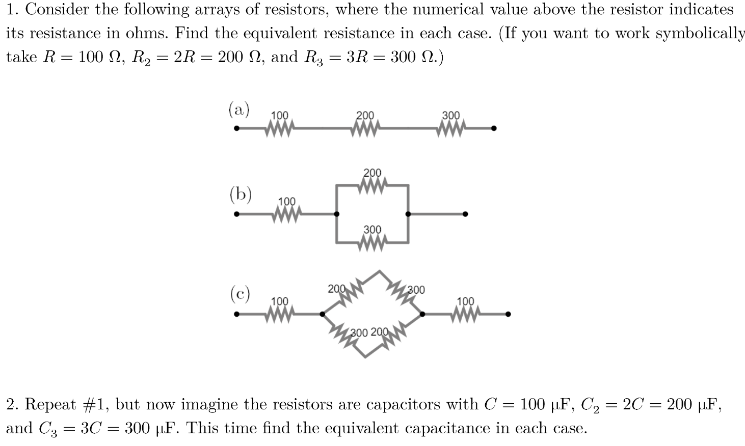 Solved 1. Consider the following arrays of resistors, where | Chegg.com