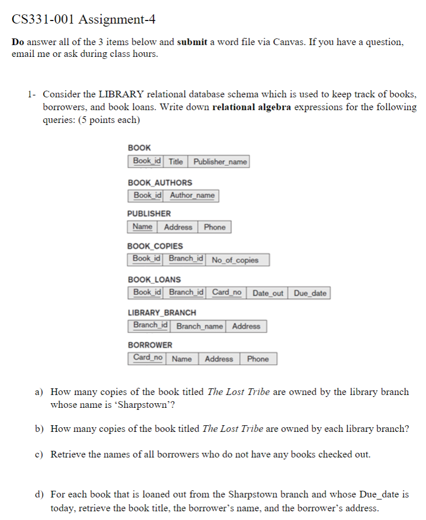 Solved CS331-001 Assignment-4 Do answer all of the 3 items | Chegg.com