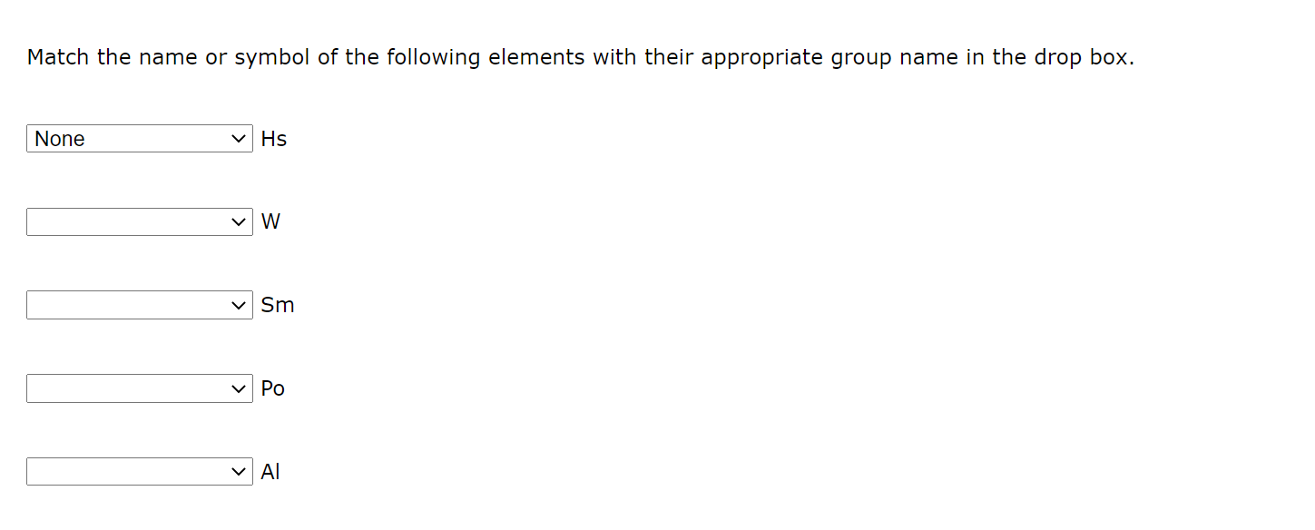 Solved Match the name or symbol of the following elements | Chegg.com