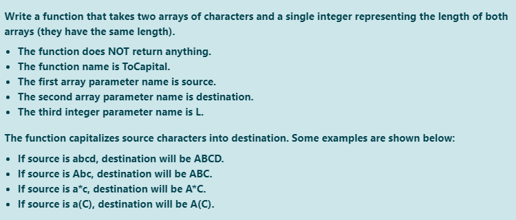 Solved Write A Function That Takes Two Arrays Of Characters 6540
