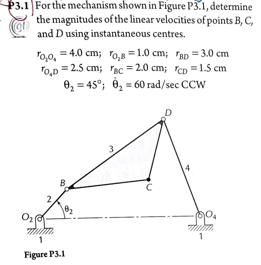 Solved For the mechanism shown in Figure P3.1, determine the | Chegg.com