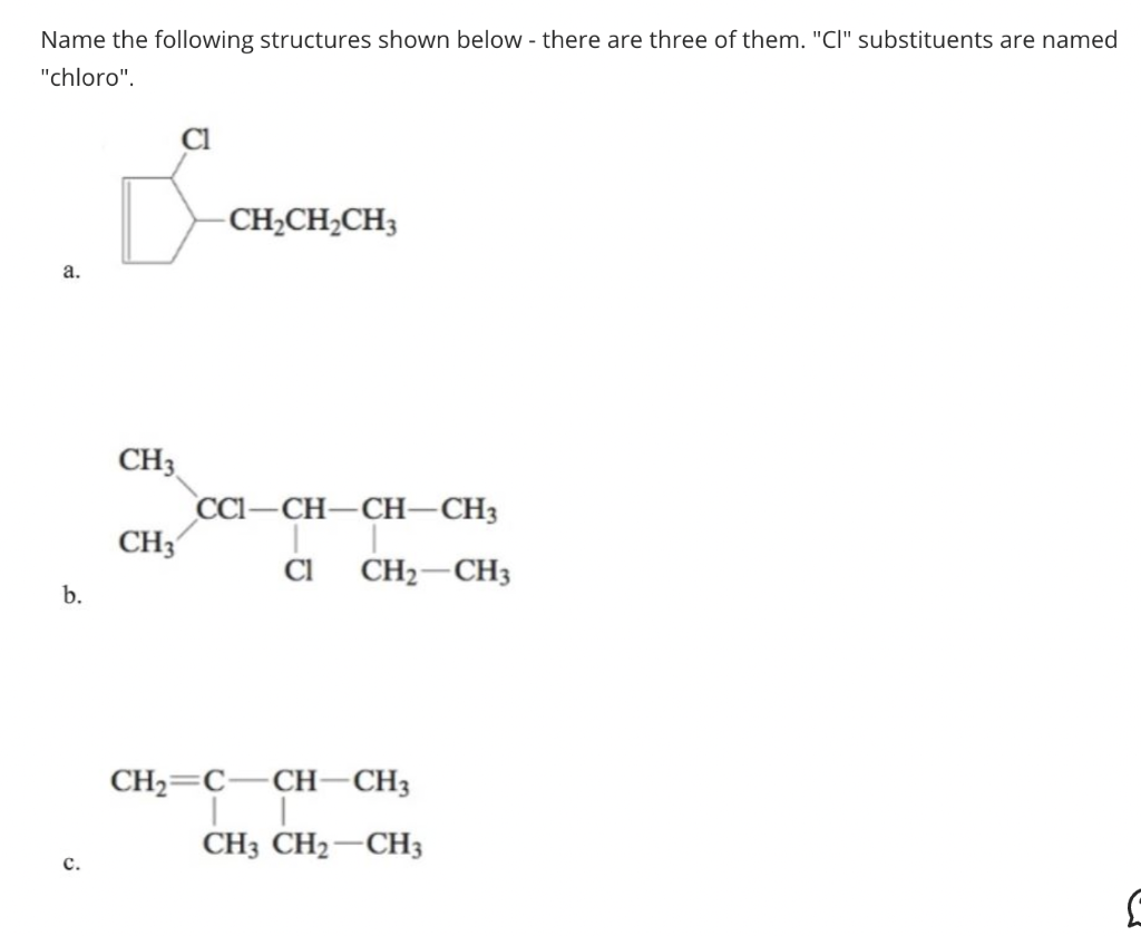 Solved Name the following structures shown below - there are | Chegg.com