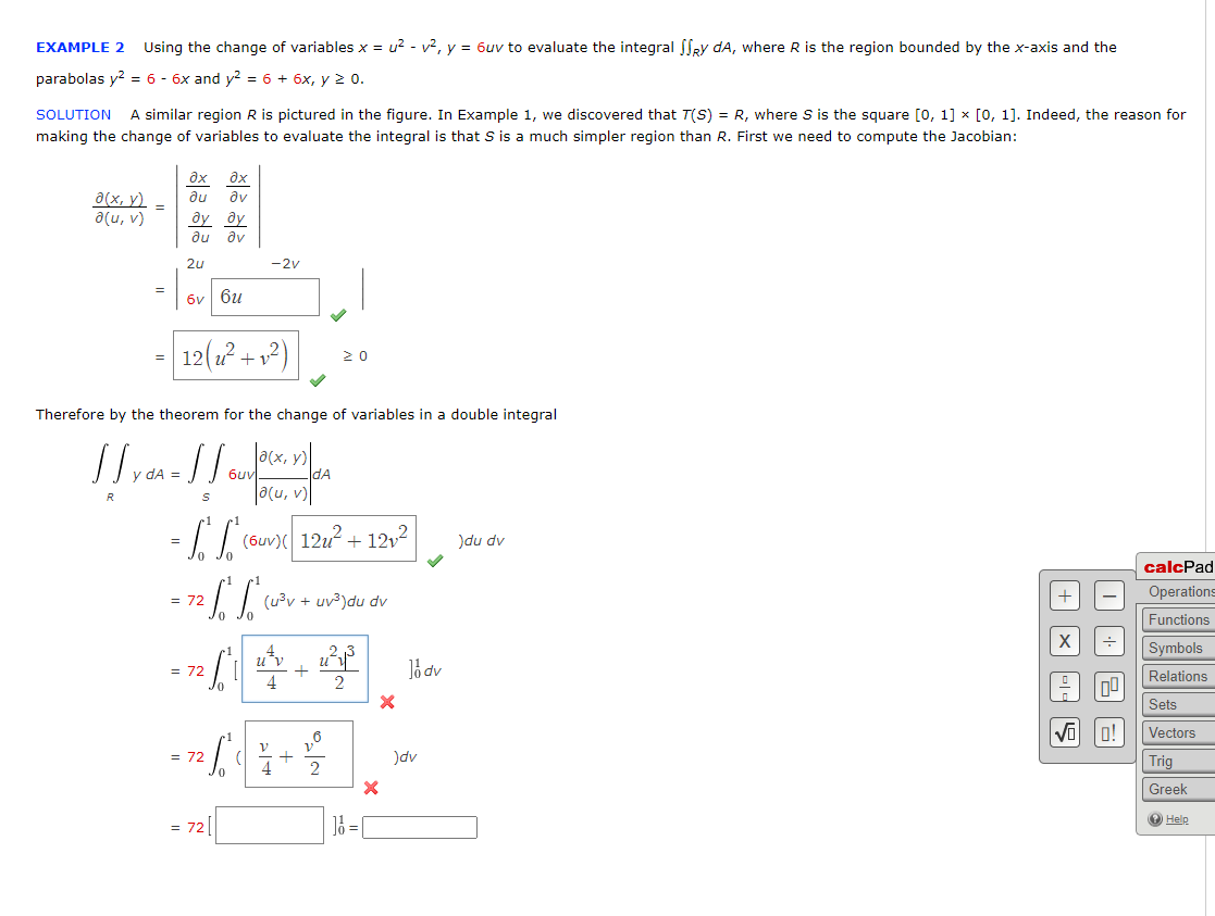 Solved EXAMPLE 2 Using the change of variables x=u2−v2,y=6uv | Chegg.com