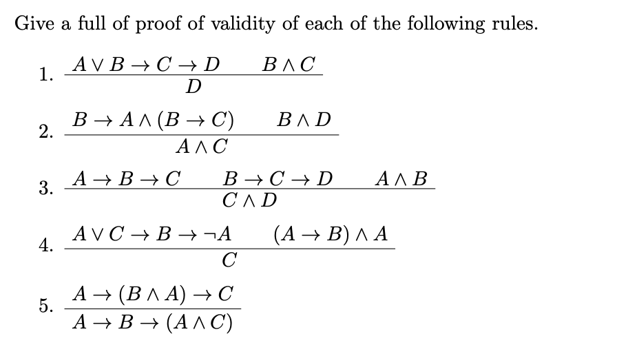 Solved Give a full of proof of validity of each of the | Chegg.com