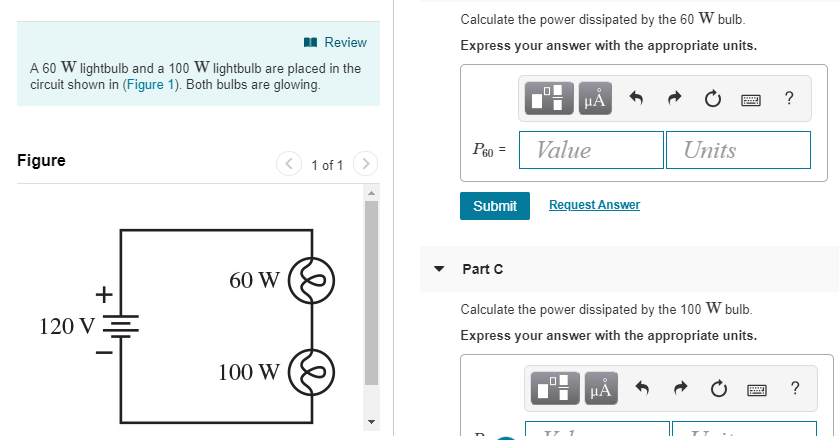Solved Calculate the power dissipated by the 60 W bulb | Chegg.com