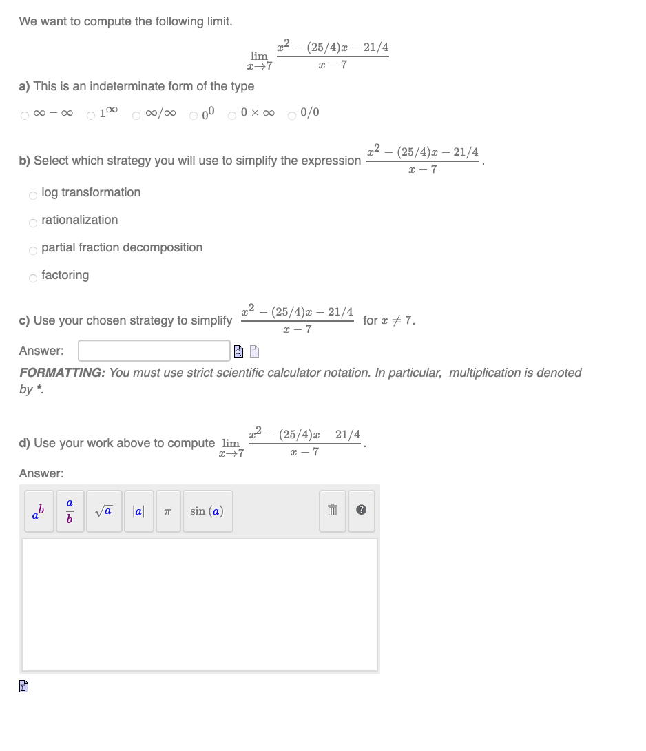 Solved We want to compute the following limit. | Chegg.com