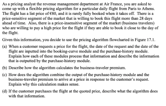 As a pricing analyst the revenue management | Chegg.com