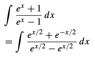 Solved en + ex - 1 = ex/2 +e-x/2 I ex/2 _ ex/2 dx | Chegg.com