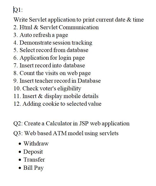 Solved ki: Write Servlet application to print current date & | Chegg.com