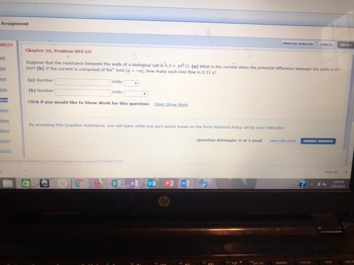 Solved PRINTER VERSIONBACK RCES Chapter 20, Problem 005 GO | Chegg.com