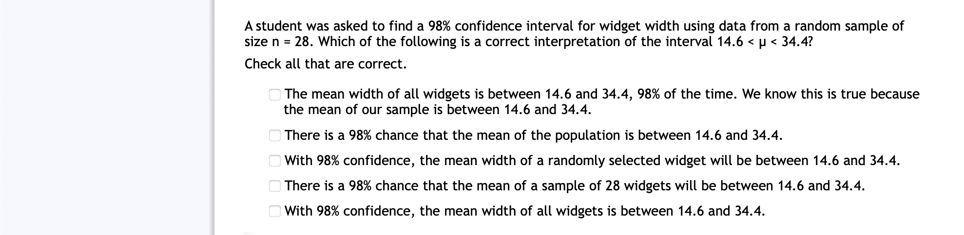 Solved A student was asked to find a 98% ﻿confidence | Chegg.com