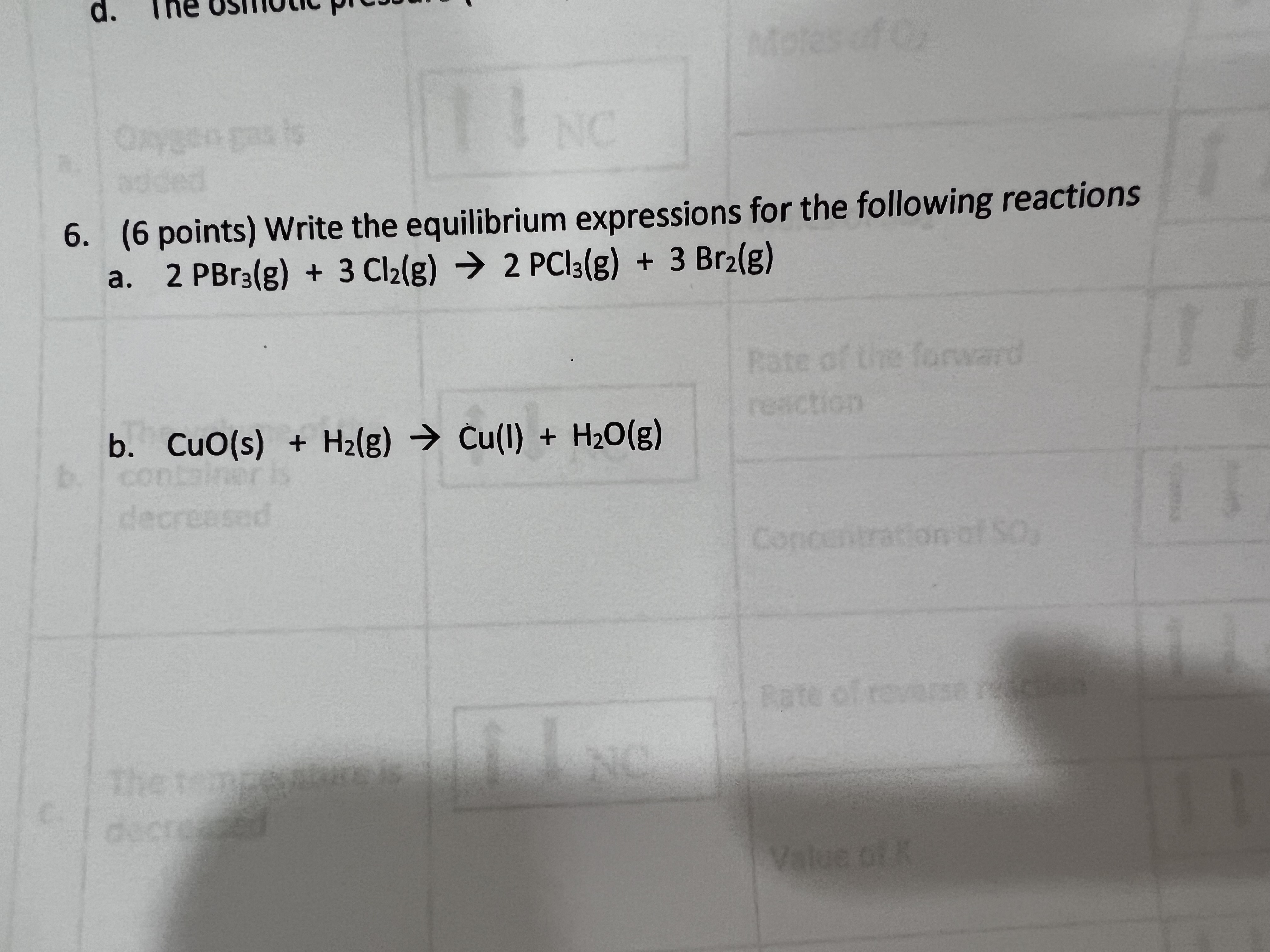 Solved 6. (6 points) Write the equilibrium expressions for | Chegg.com