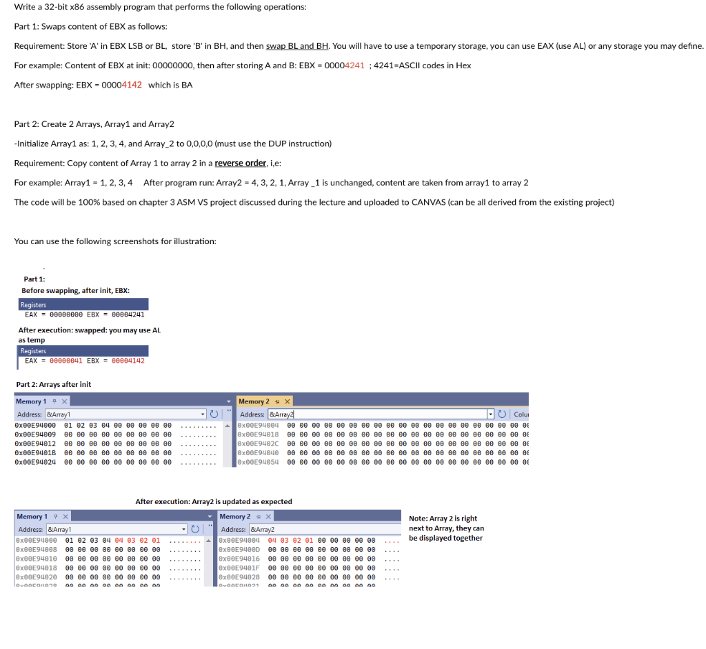 Solved Assembly Language Questions Please Provide The 