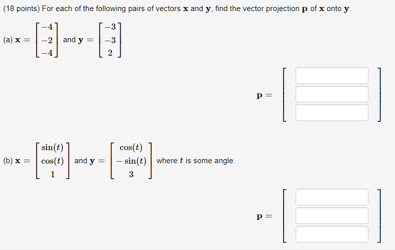 Solved (18 points) For each of the following pairs of | Chegg.com