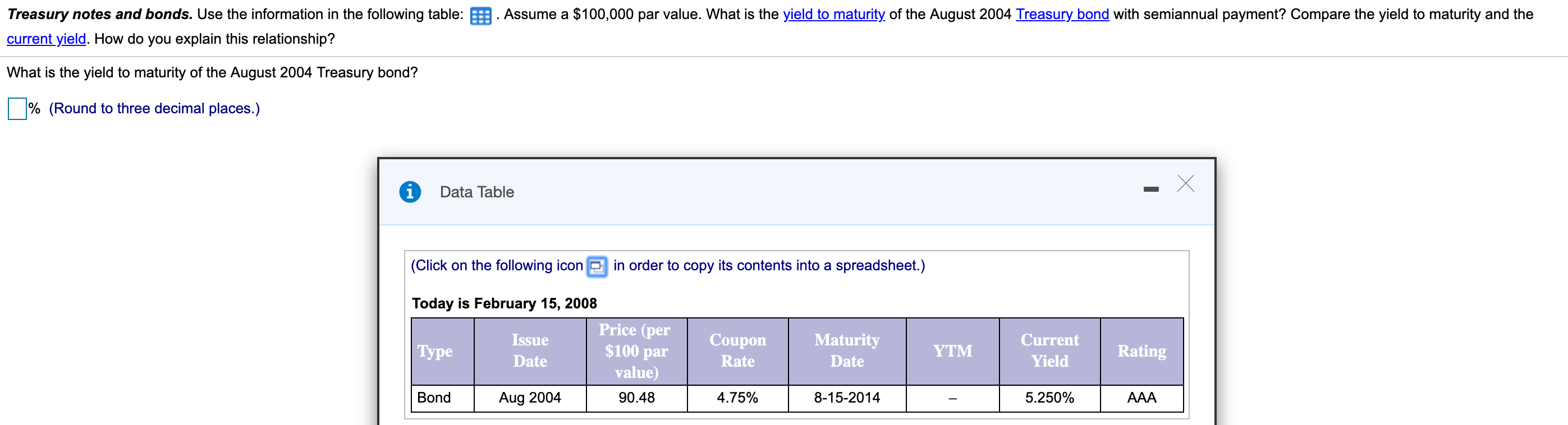 Solved . Assume a $100,000 par value. What is the yield to | Chegg.com