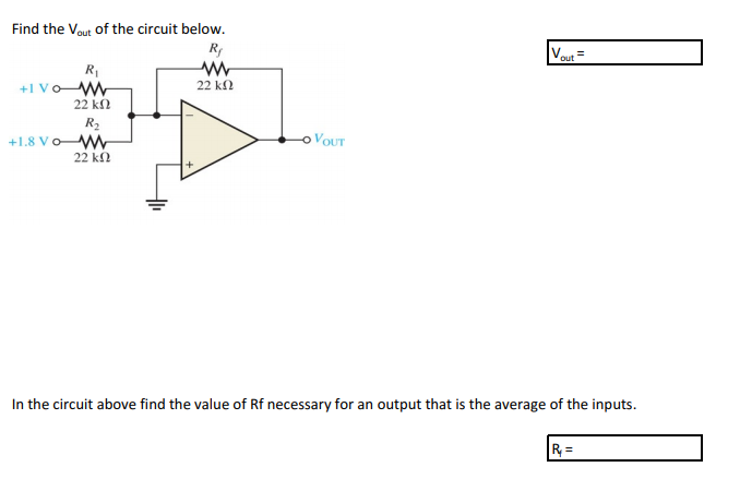 Solved Find the Vout of the circuit below. Vour R +1 VOW 22 | Chegg.com