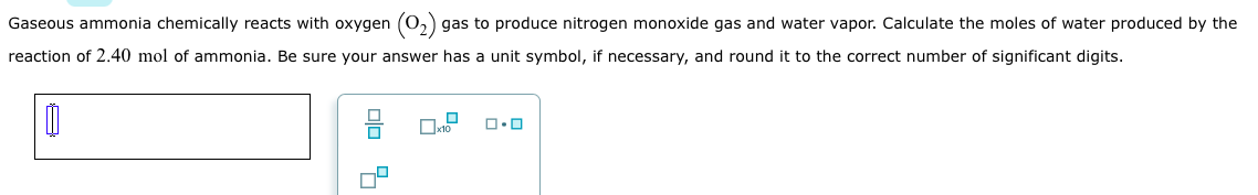 Solved gaseous ammonia chemically reacts with oxygen gas to | Chegg.com