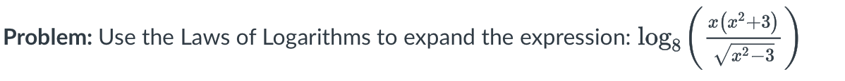 Solved Problem: Use the Laws of Logarithms to expand the | Chegg.com