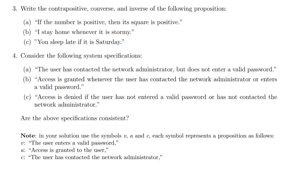 Solved 3. Write the contrapositive, converse, and inverse of | Chegg.com