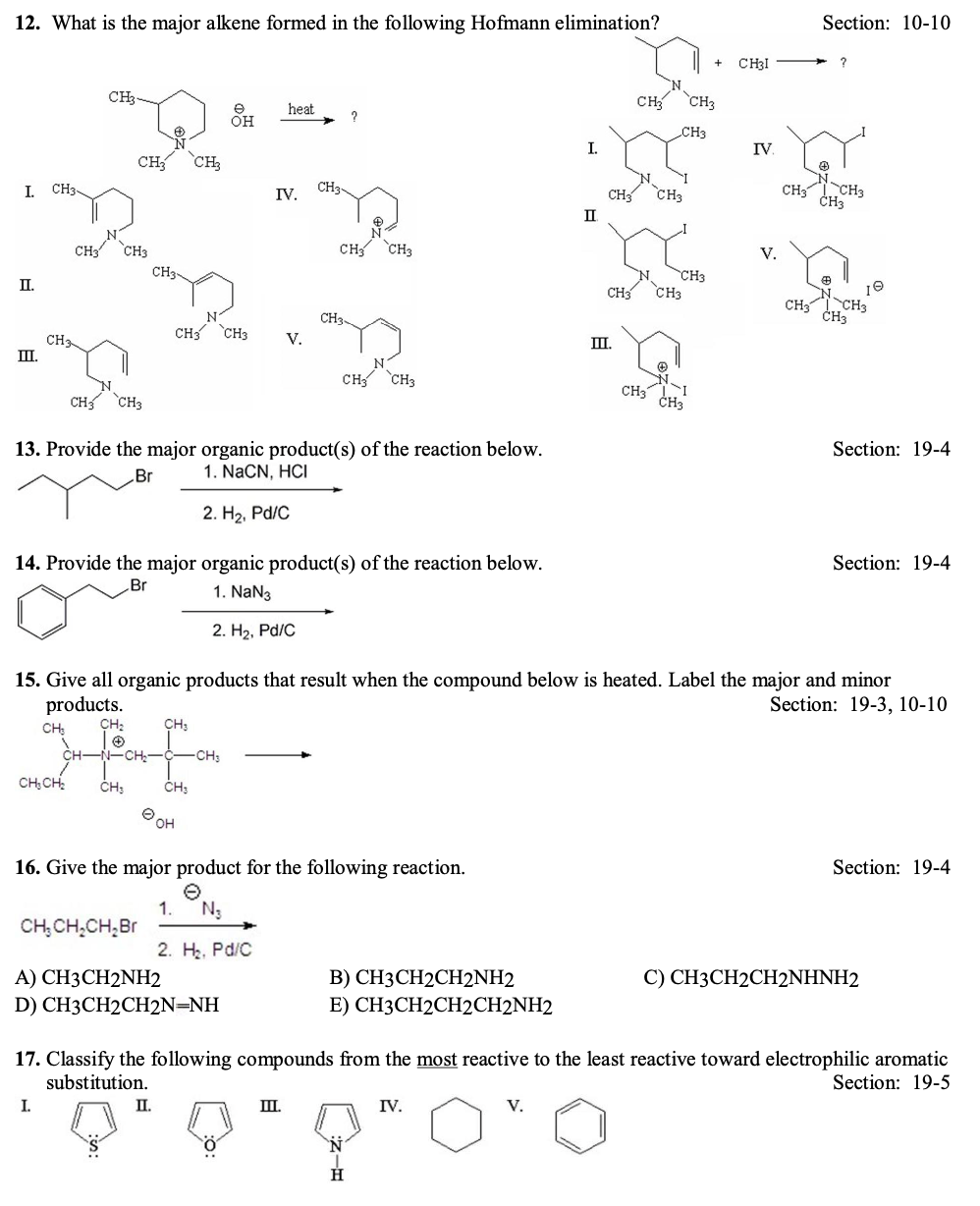 Solved 12. What is the major alkene formed in the following | Chegg.com