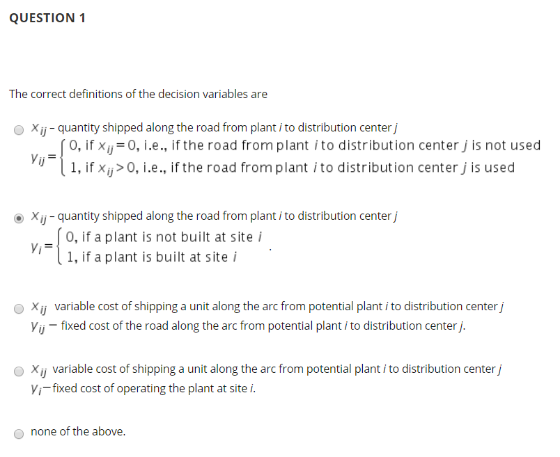 Solved QUESTION 1 The correct definitions of the decision | Chegg.com