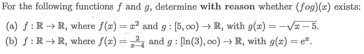 Solved For the following functions \\( f \\) and \\( g \\), | Chegg.com